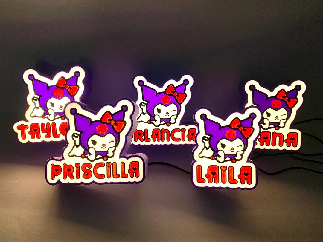 CUSTOM Name LED Kuromi Sign Lamp, USB Powered Kuromi Desk Night Light ...