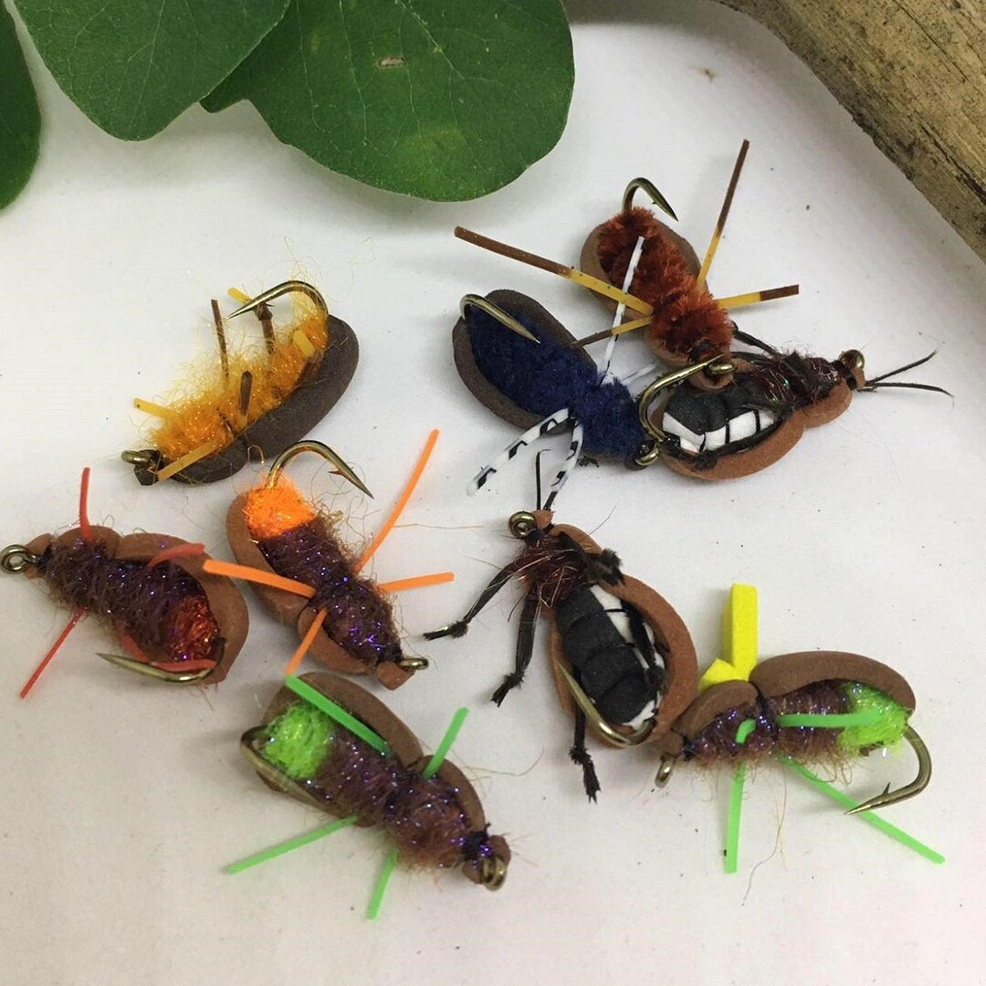 9 Pcs. Fly Fishing Foam Bugs Assortment Kamasan Hook - Etsy