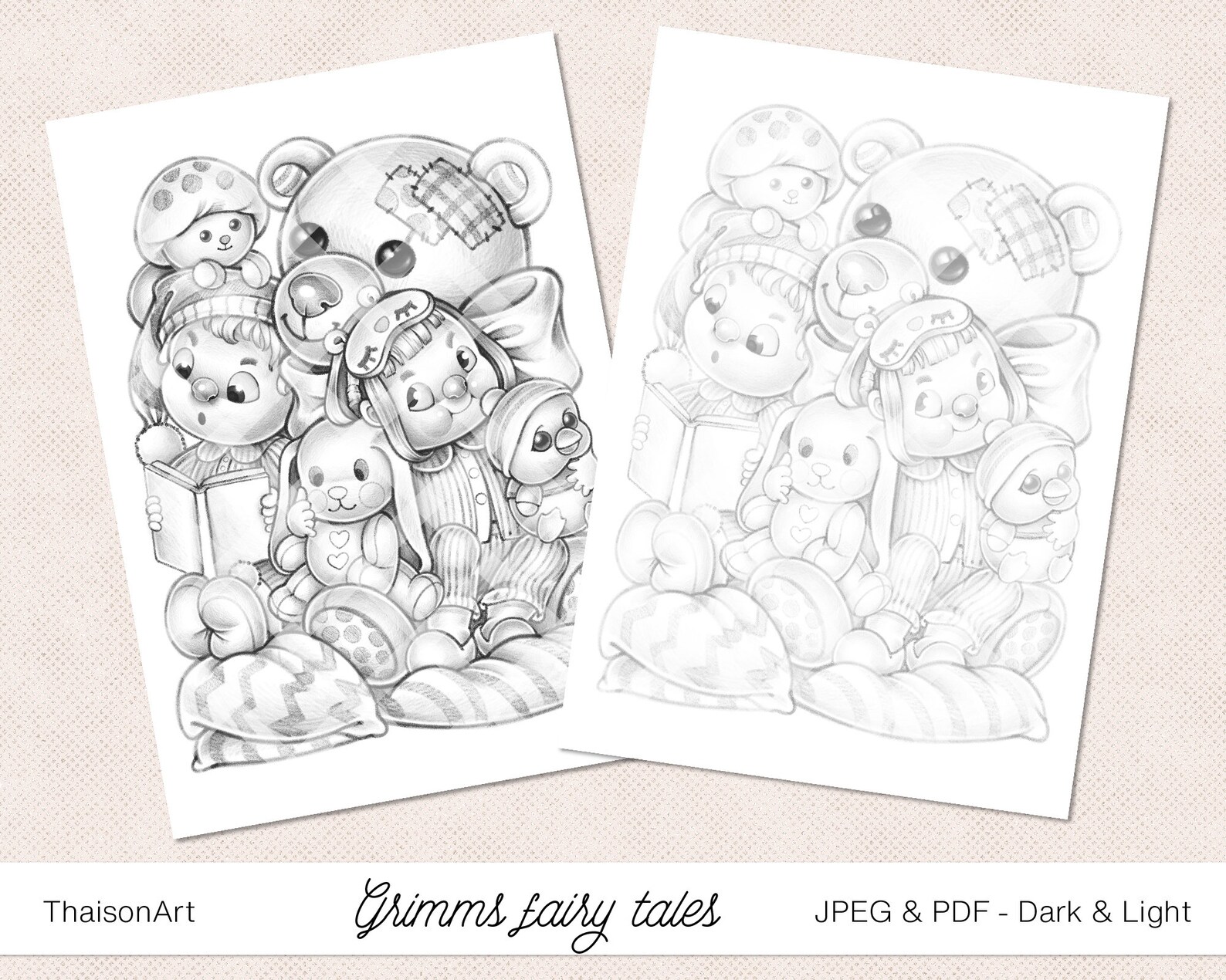 Grimms Fairy Tales Adult Coloring Page Kid Coloring Sheet - Etsy