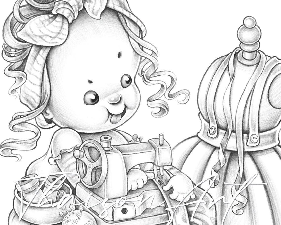 Sewing Coloring Pages for Adults and Kids Cute Coloring - Etsy