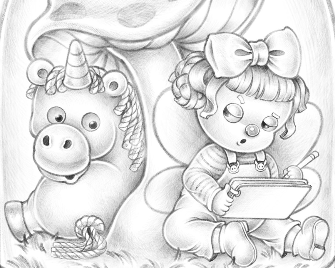 Drawing Session Kids Coloring Page Printable Fairy Adult | Etsy