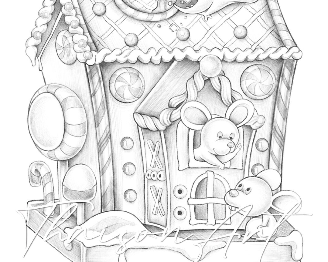 Candy House - Printable Coloring Page for Adult, Kids Coloring Page ...