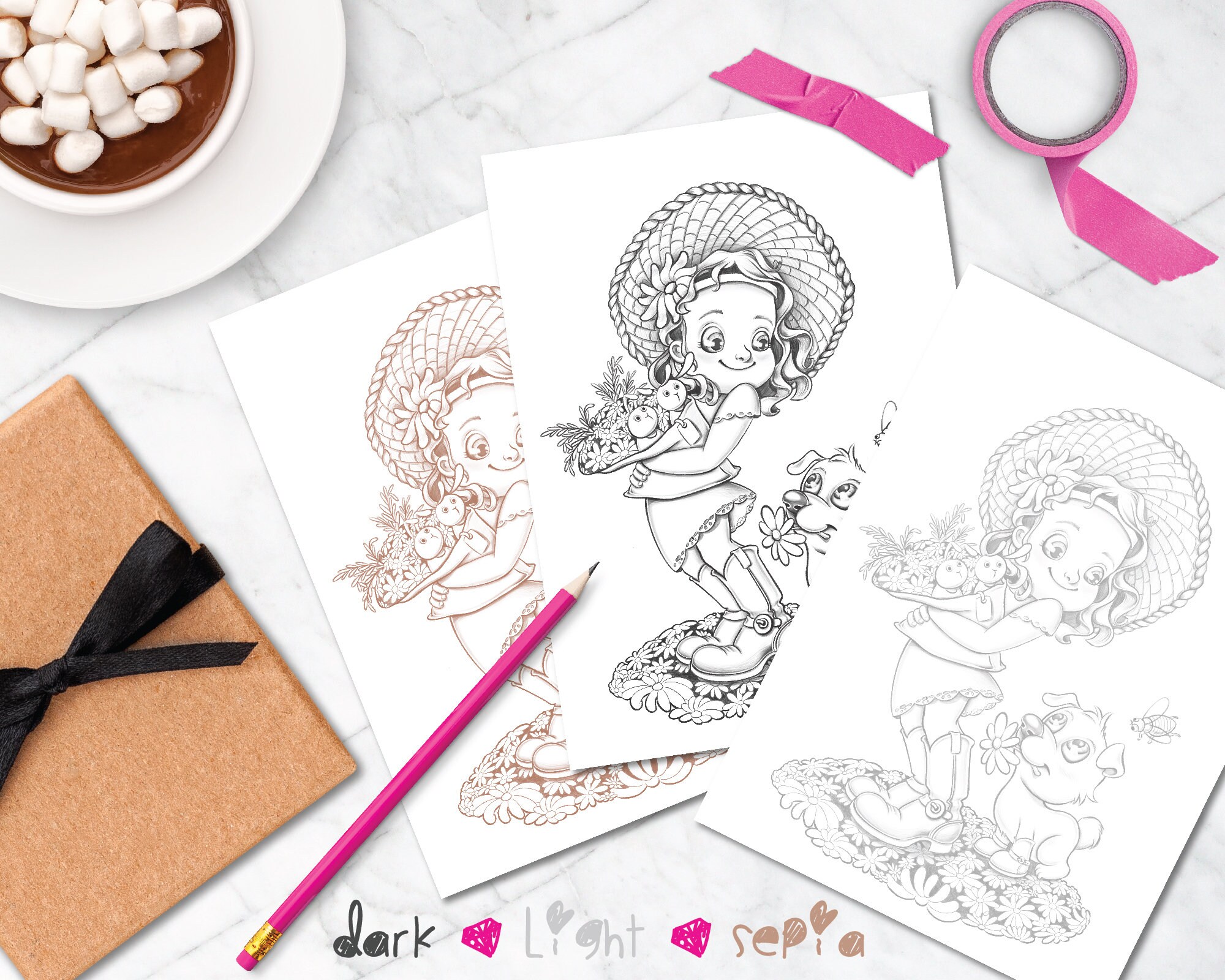 Hey Little Miss Cute Adult Coloring Page Children Coloring | Etsy