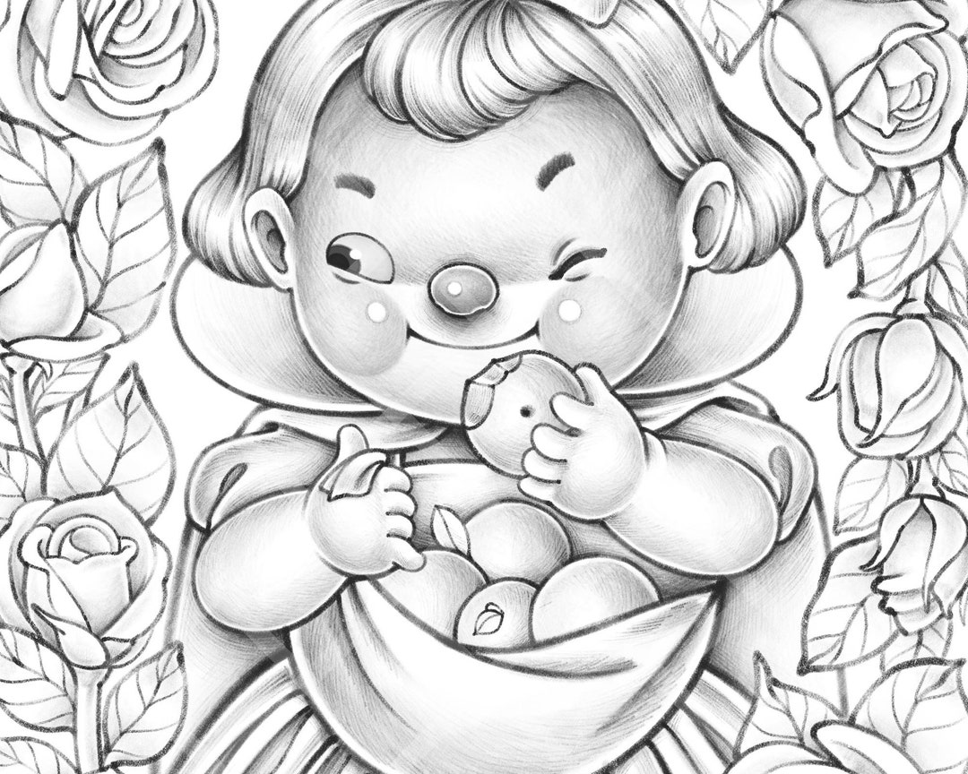 Snow White Fairy Tale Coloring Page Instant Download Coloring Book Page ...