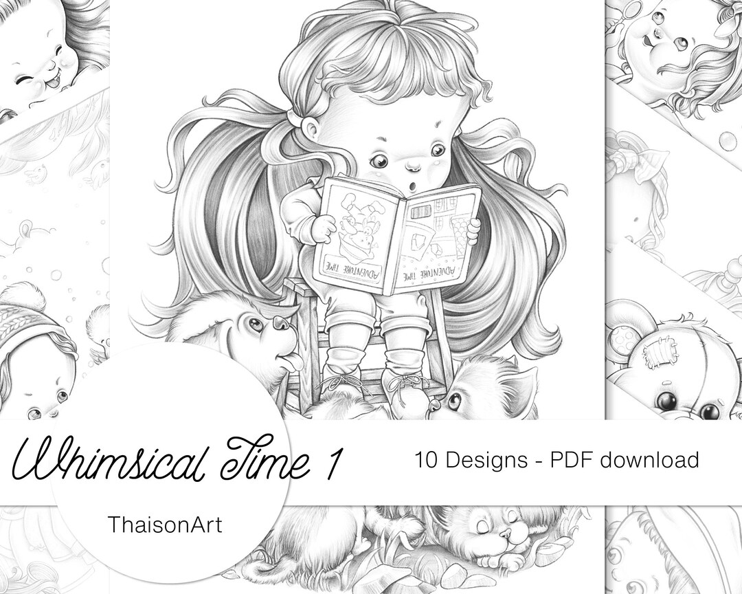 Whimsical Time 1 - Pack of 10 Designs - Cute Coloring Book PDF ...