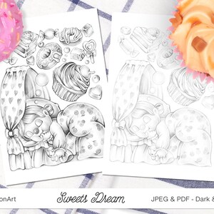 Sweets Dream - Funny Coloring Page PDF - Printable Coloring Book Page ...