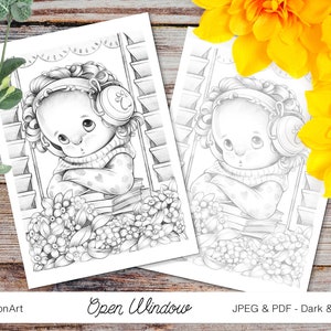 Open Window - Printable Cute Coloring Page for Adults and Kids - Love ...