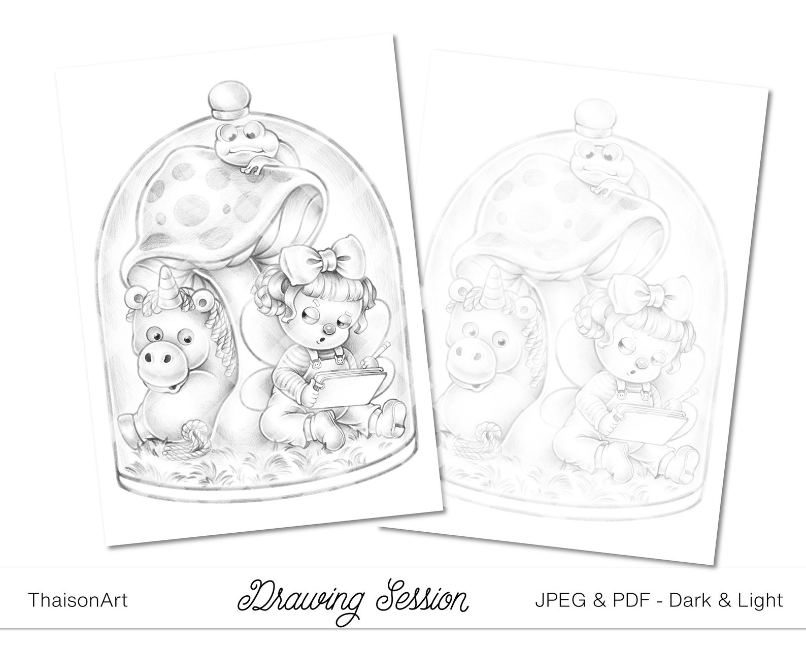 Drawing Session Kids Coloring Page Printable Fairy Adult | Etsy