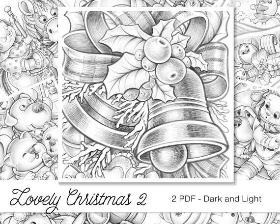 Lovely Christmas 2 Pack of 12 Designs Grayscale Christmas - Etsy