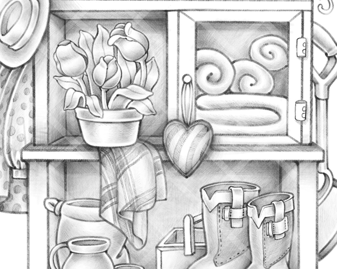 Garden Tools Cute Coloring Page Printable for Adult and Kid - Etsy