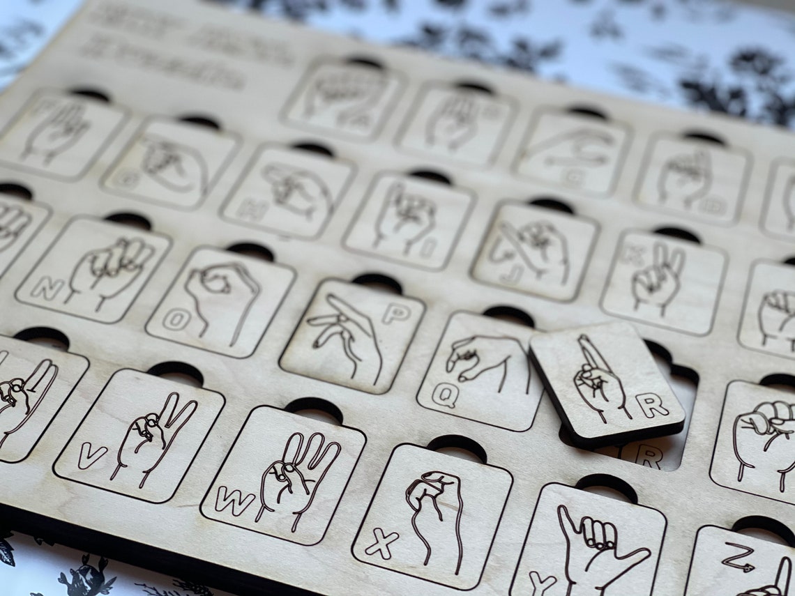 My asl learning puzzle board sign language Learning - Etsy.de