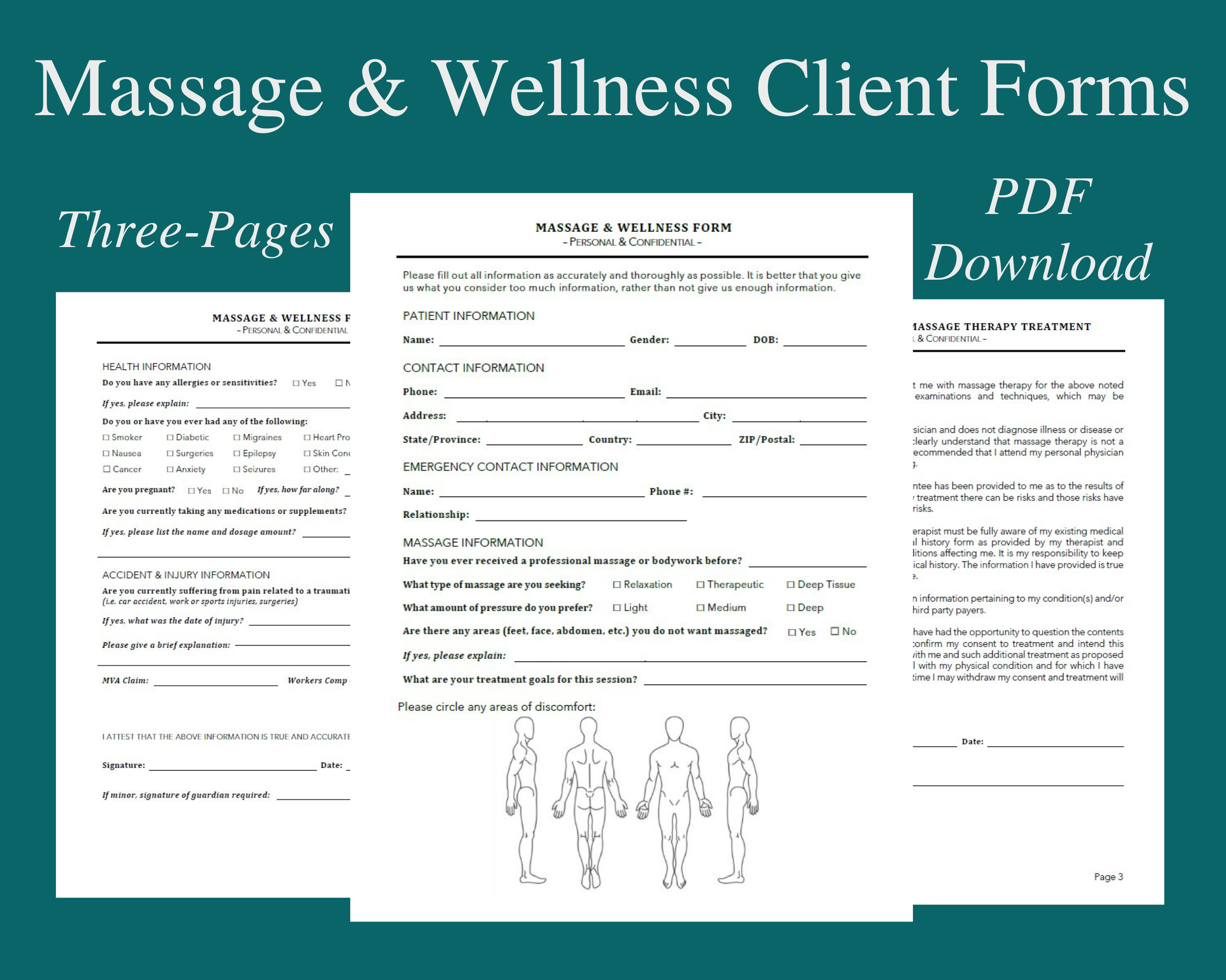 Massage & Wellness Client Form | Etsy