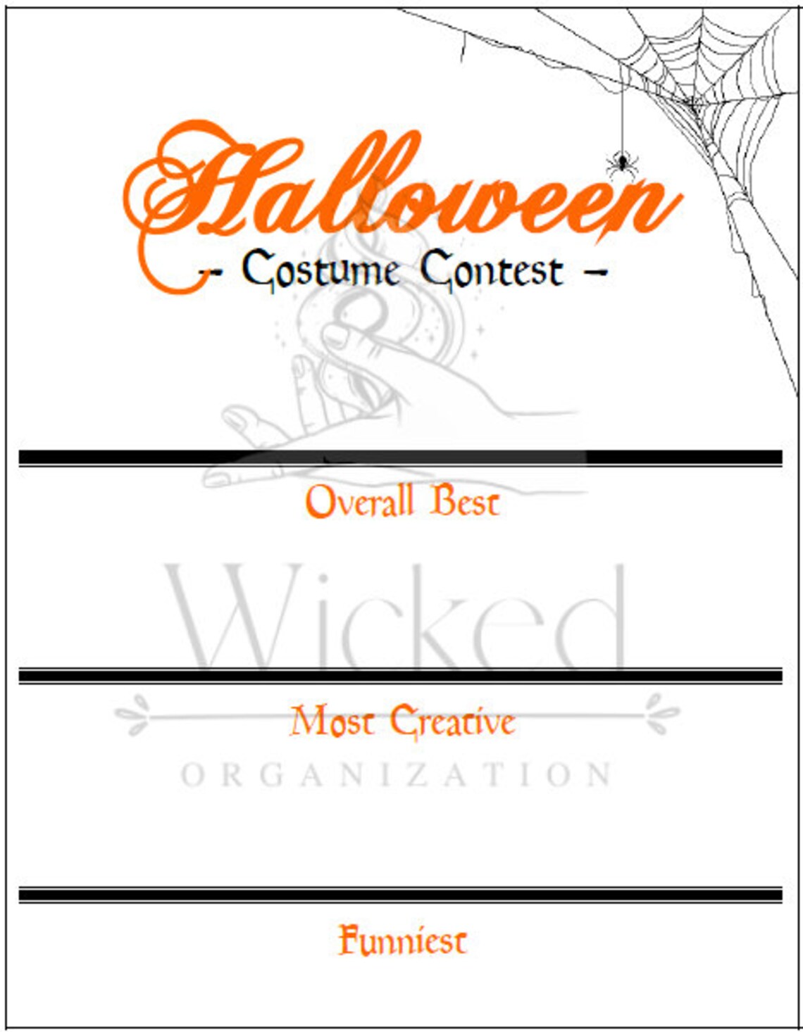 Printable Halloween Costume Contest Tickets (overall Best, Most ...