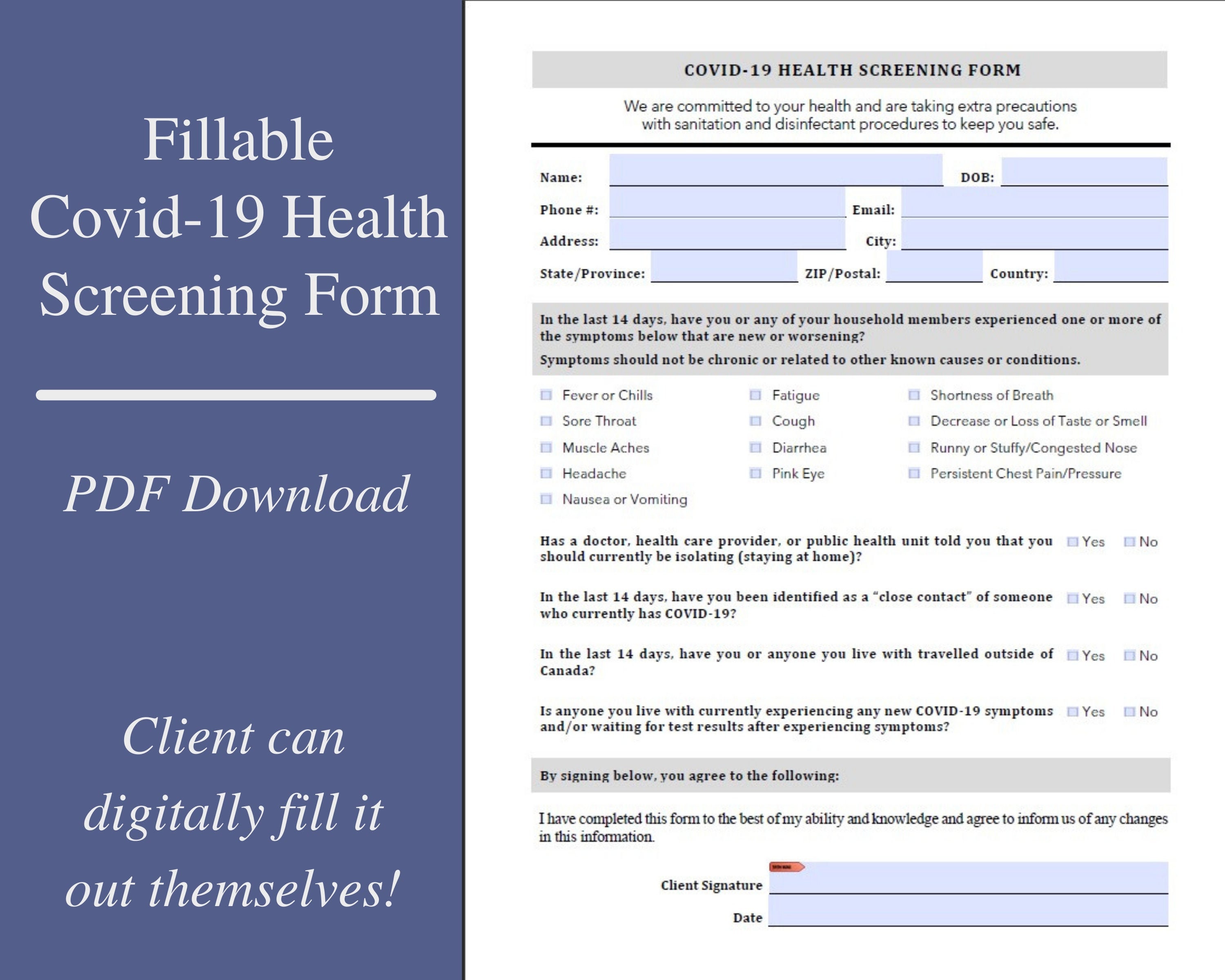 Covid 19 Health Screening Form Fill Virtually Etsy covid-19-health-screening-form-fill-virtually-etsy
