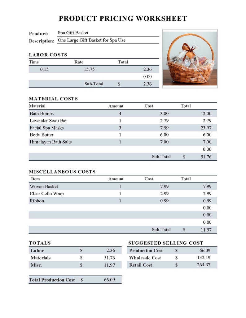 Product Pricing Worksheet - Auto Calculating PDF - Etsy