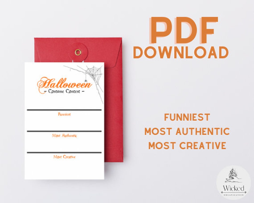 Printable Halloween Costume Contest Tickets (funniest, Most Authentic ...