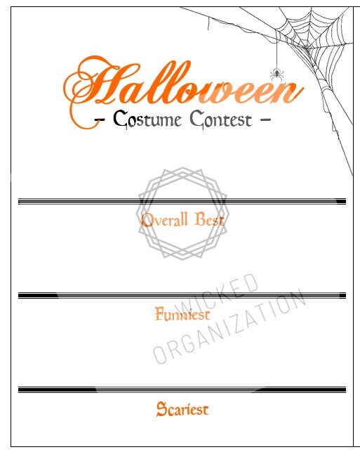 Printable Halloween Costume Contest Tickets (overall Best, Funniest ...