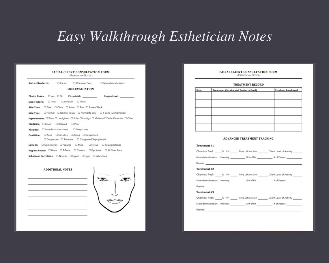 Facial Client Forms for Esthetician & Spa - Etsy