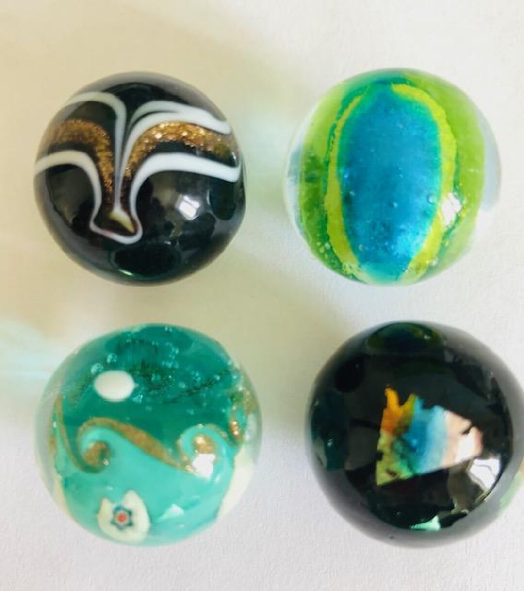 Beautiful Collection of 4 X 22mm Handmade Marbles - Etsy