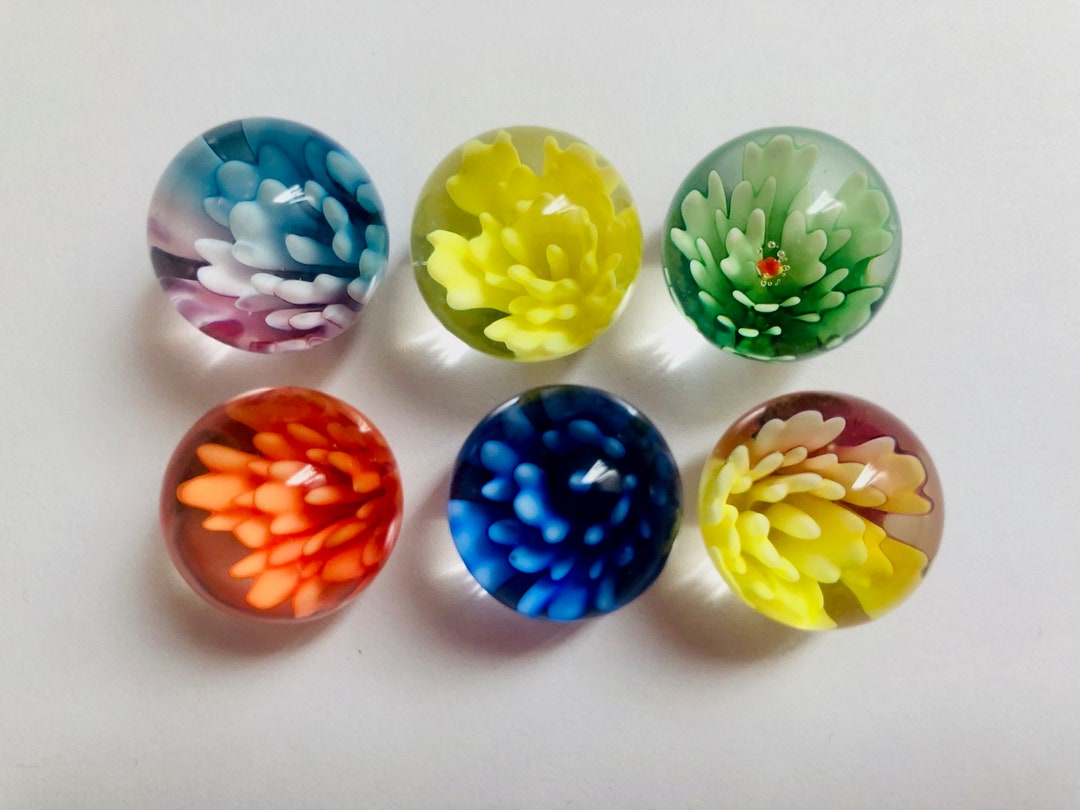 Collection of 6 X 16mm Handmade Pretty Flower Marbles - Etsy