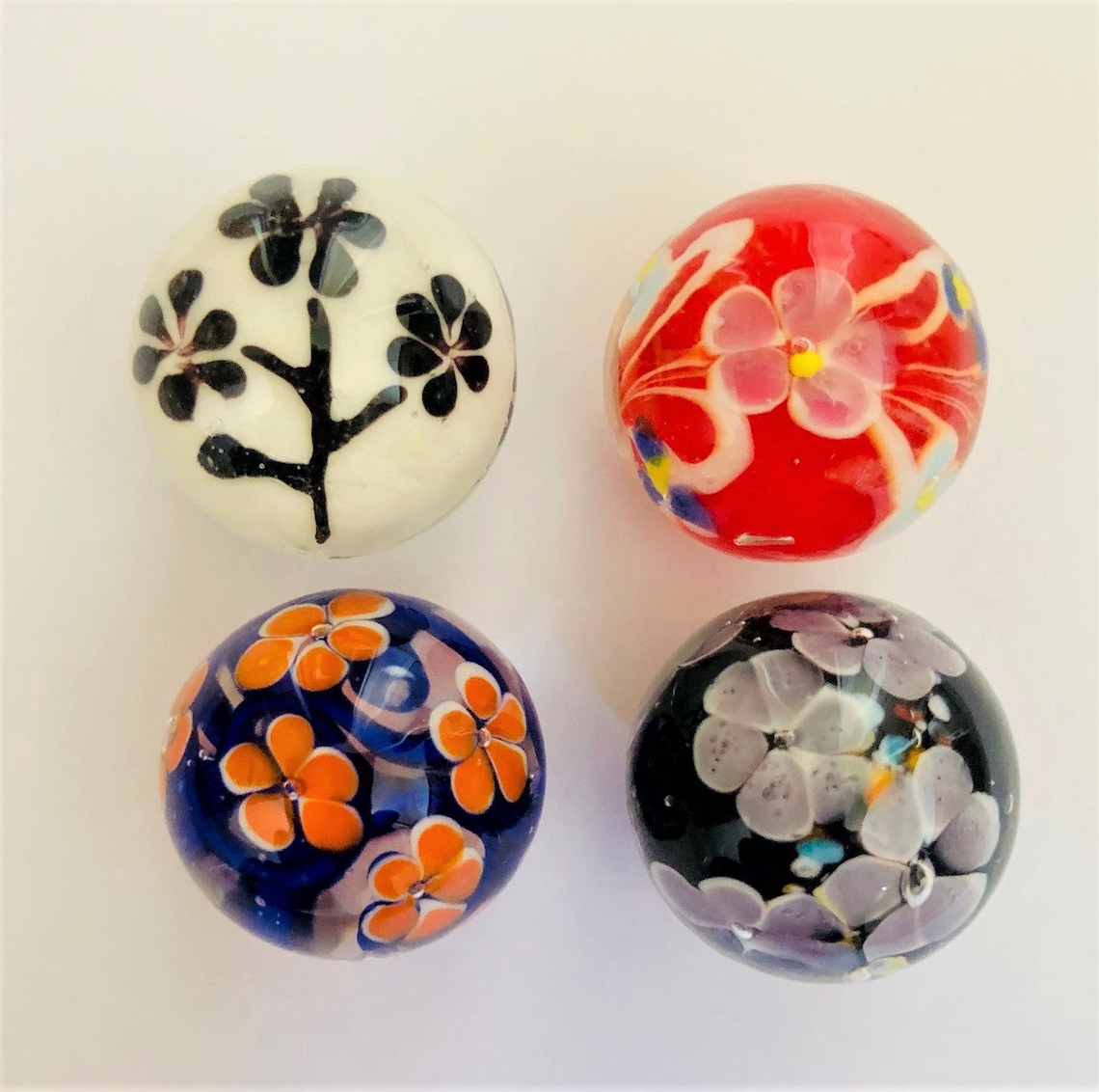 Collection of 4 X Pretty Handmade Glass Marbles 22mm - Etsy