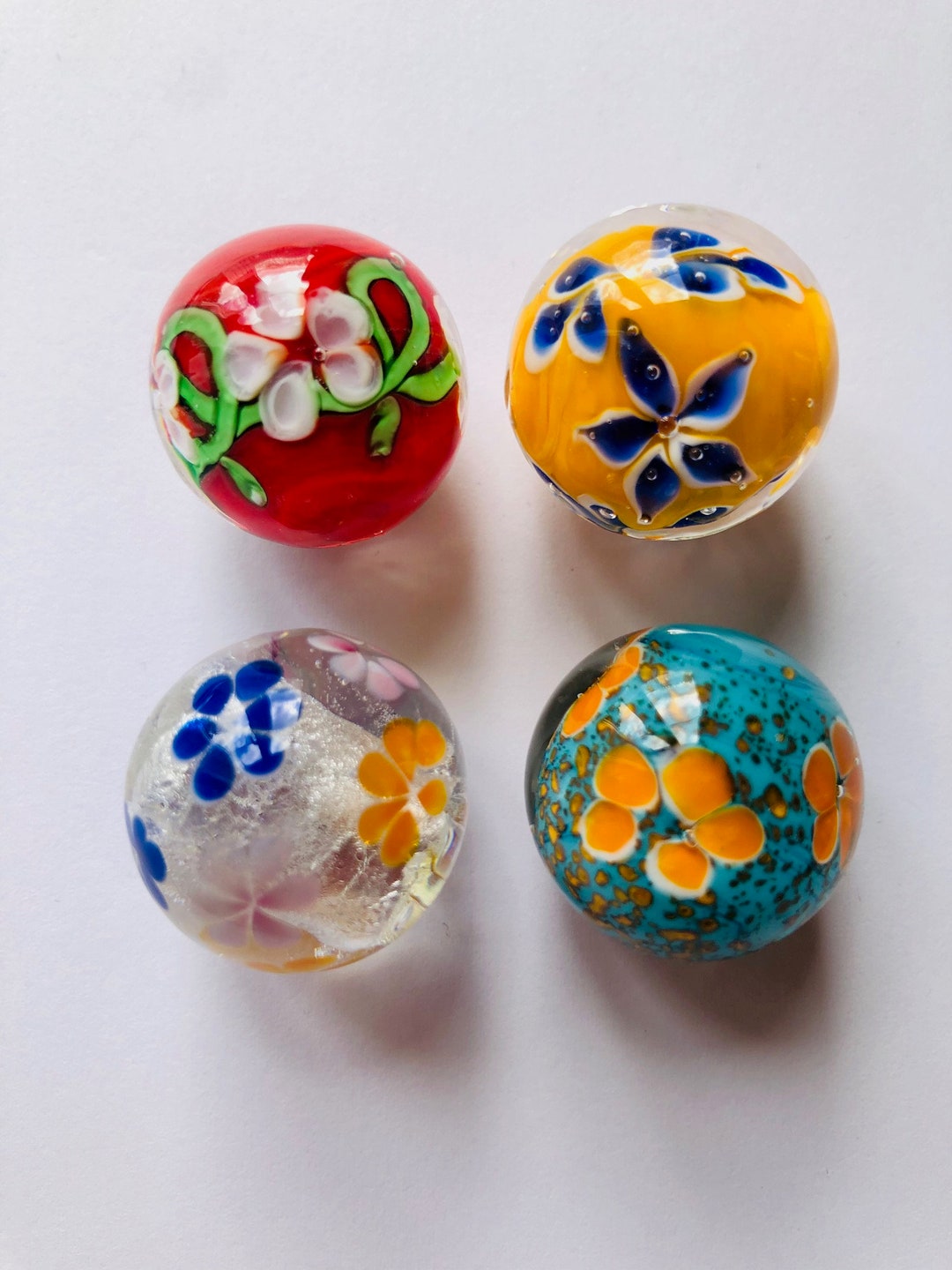 Collection of Four Exquisite Hand Made Glass Marbles 22mm - Etsy