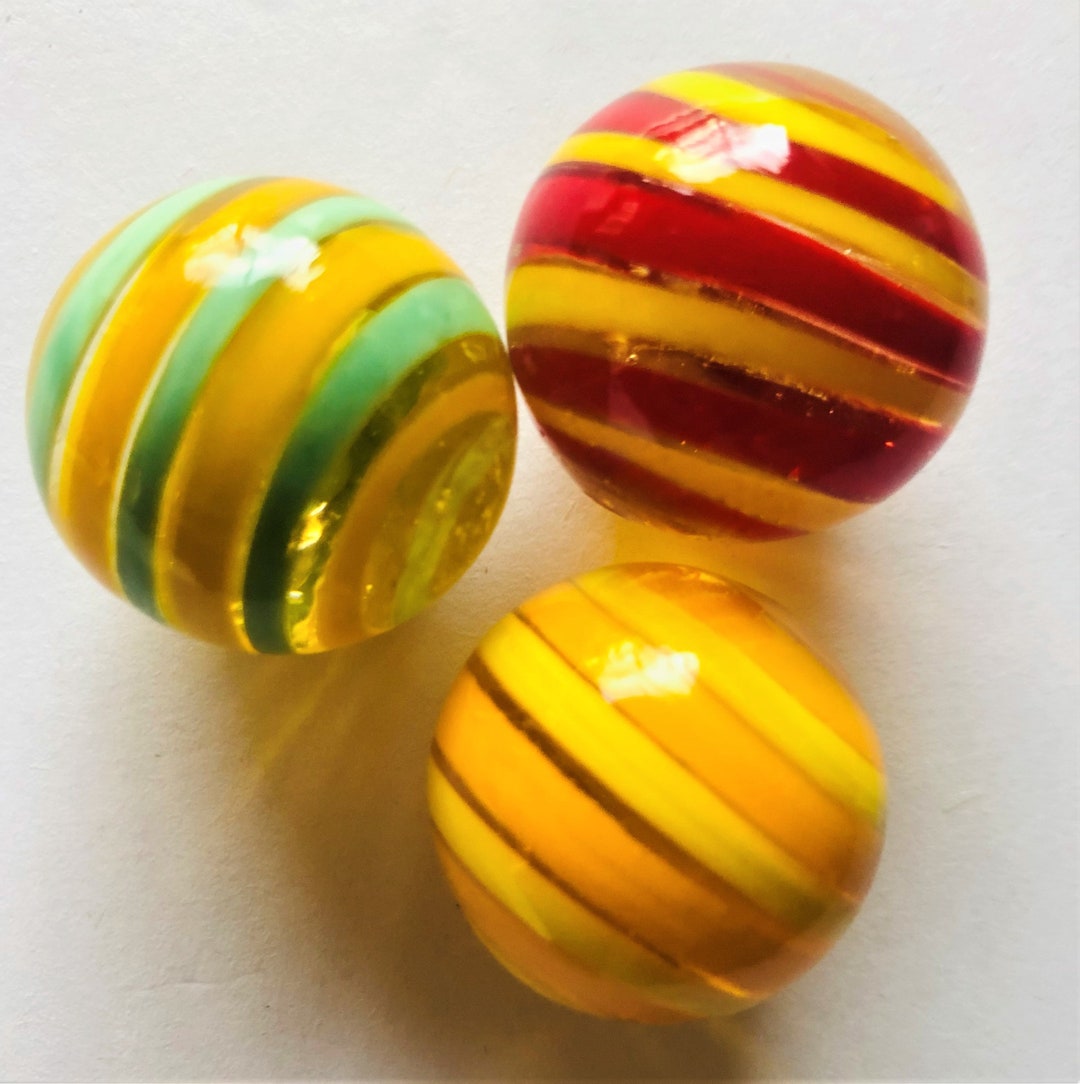 Collection of 3 Handmade Glass Marbles 25MM (stripes) - Etsy