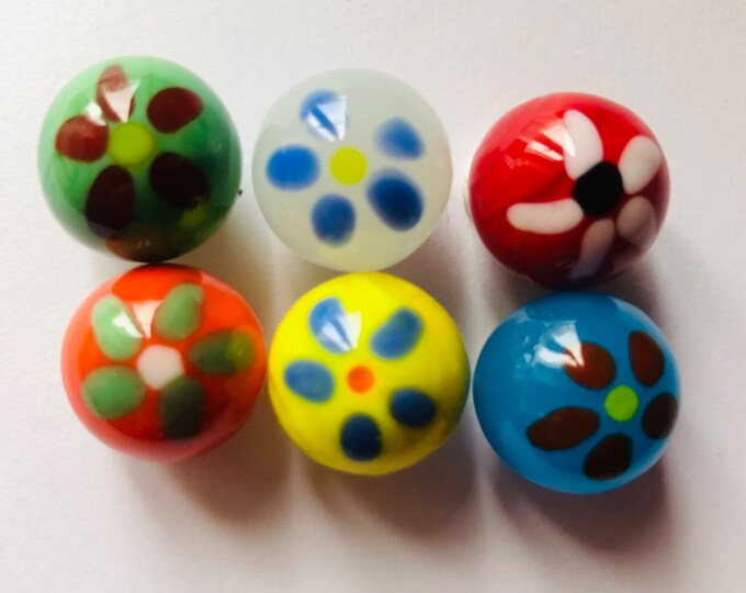 Collection of 6 X 16mm Pretty Flower Glass Marbles Handmade - Etsy