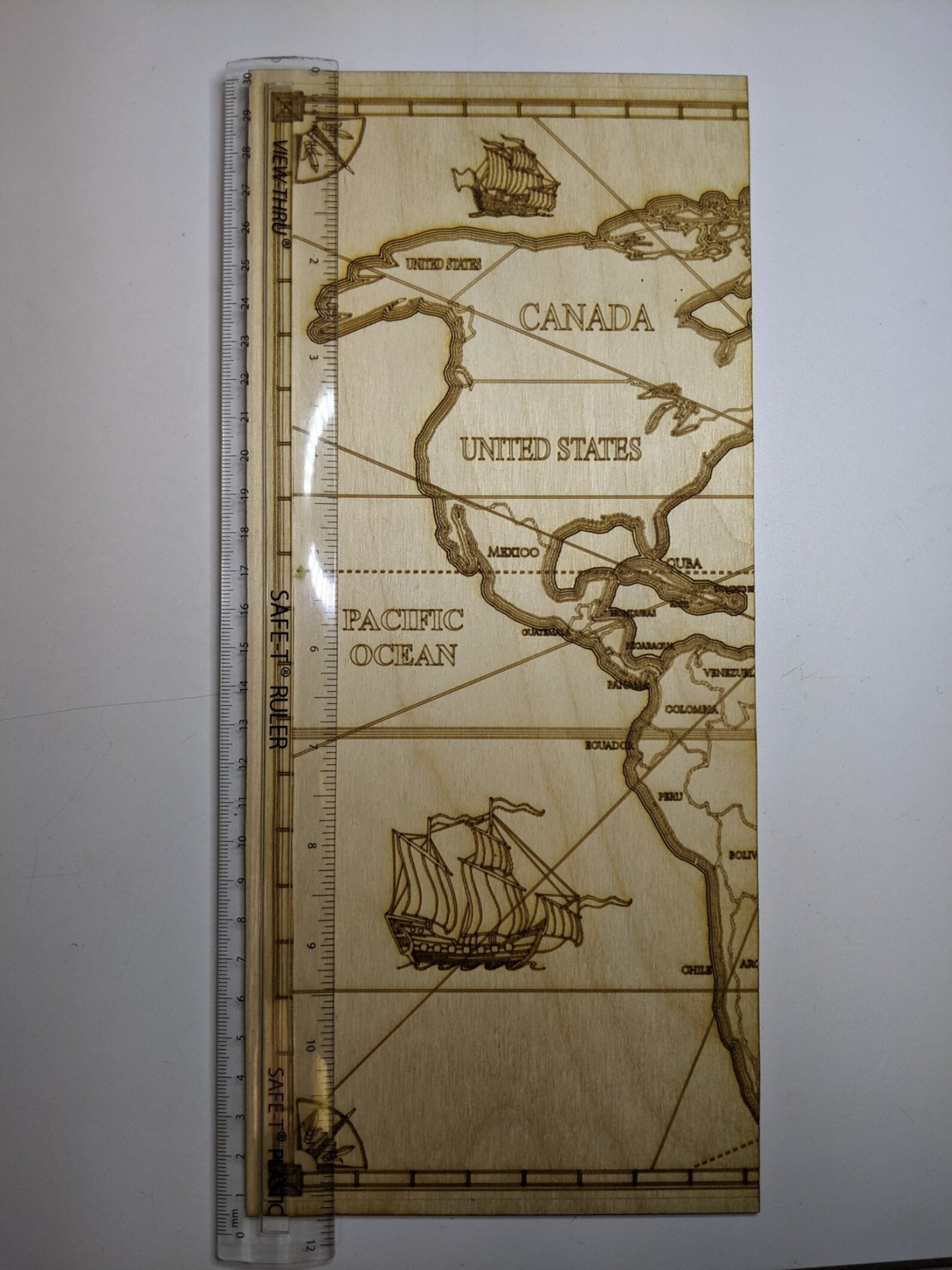 World Map 4 Piece Wood Engraving .DXF Download - Etsy