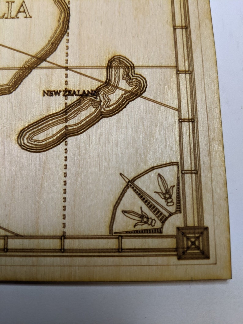 World Map 4 Piece Wood Engraving .SVG Download - Etsy