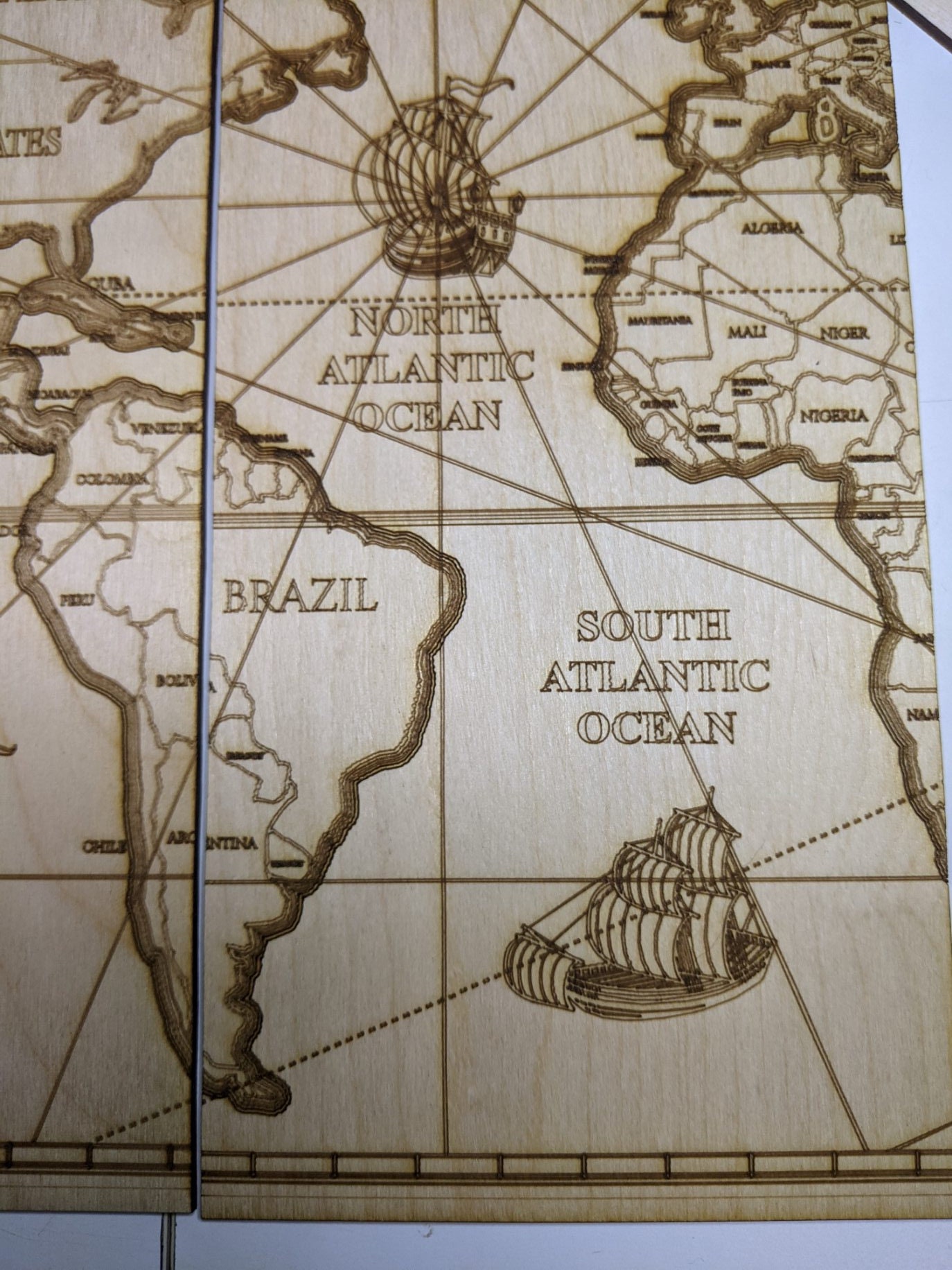 World Map 4 Piece Wood Engraving .DXF Download - Etsy