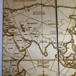 World Map 4 Piece Wood Wall Art - Etsy