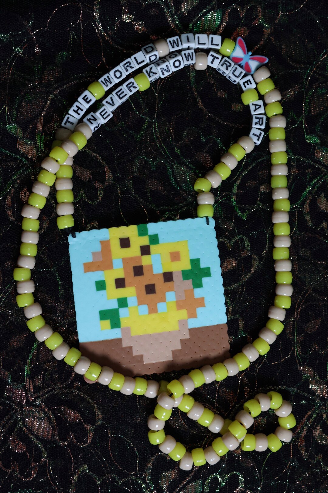 Sunflower Painting Perler Kandi Necklace the World - Etsy