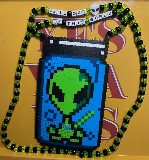 Alien in A Jar Perler Kandi Necklace alil Out of This - Etsy