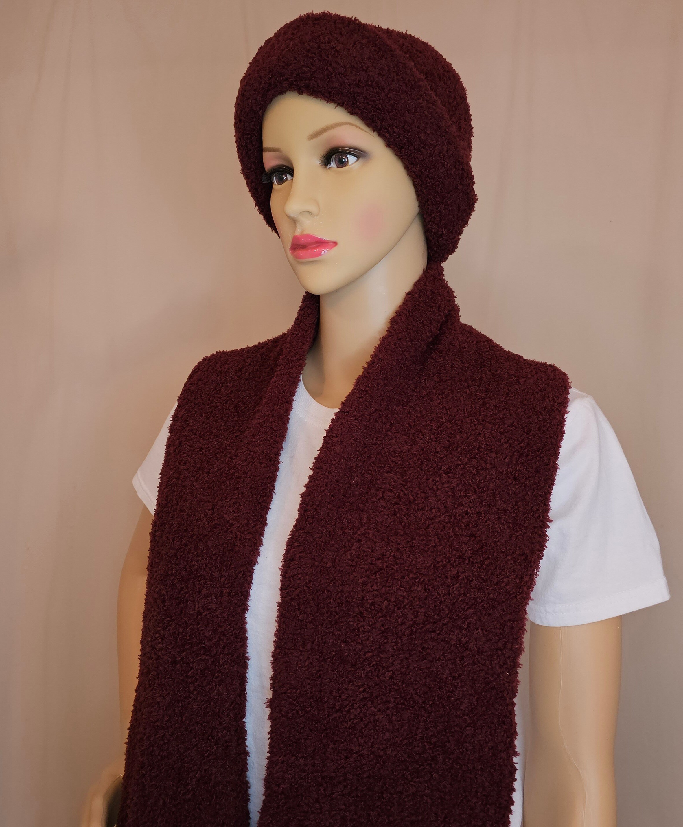 Super Soft Fluffy Long Scarf, Cinched Ends Double Knit, Cloud 9 Yarn in ...