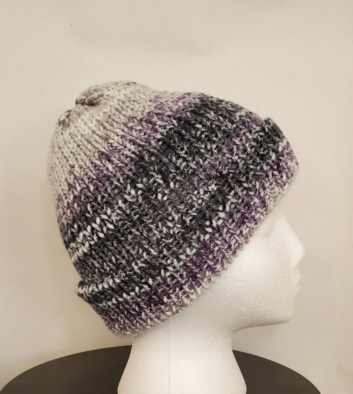 Small Winter Hat Reversible Knit Hat Unisex Beanie Slouchy Ski Hat in ...