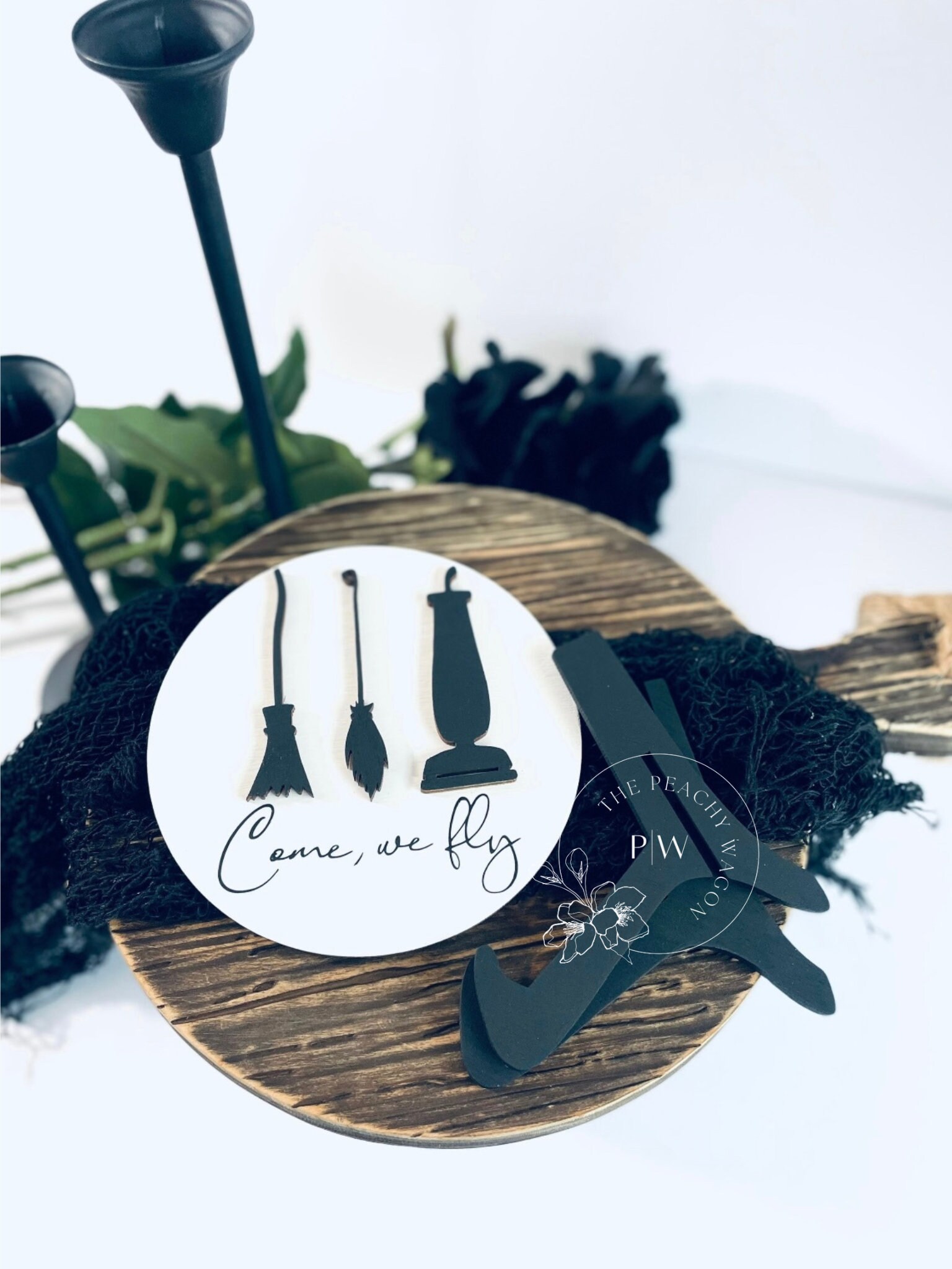 Hocus Pocus Come We Fly With Broom Mop and Vacuum - Etsy