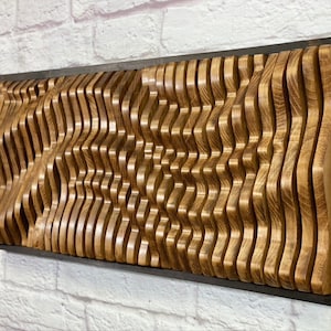 Large Nature Wall Art, Wood Wall Art Panel, Sound Wave Art, Living Room ...