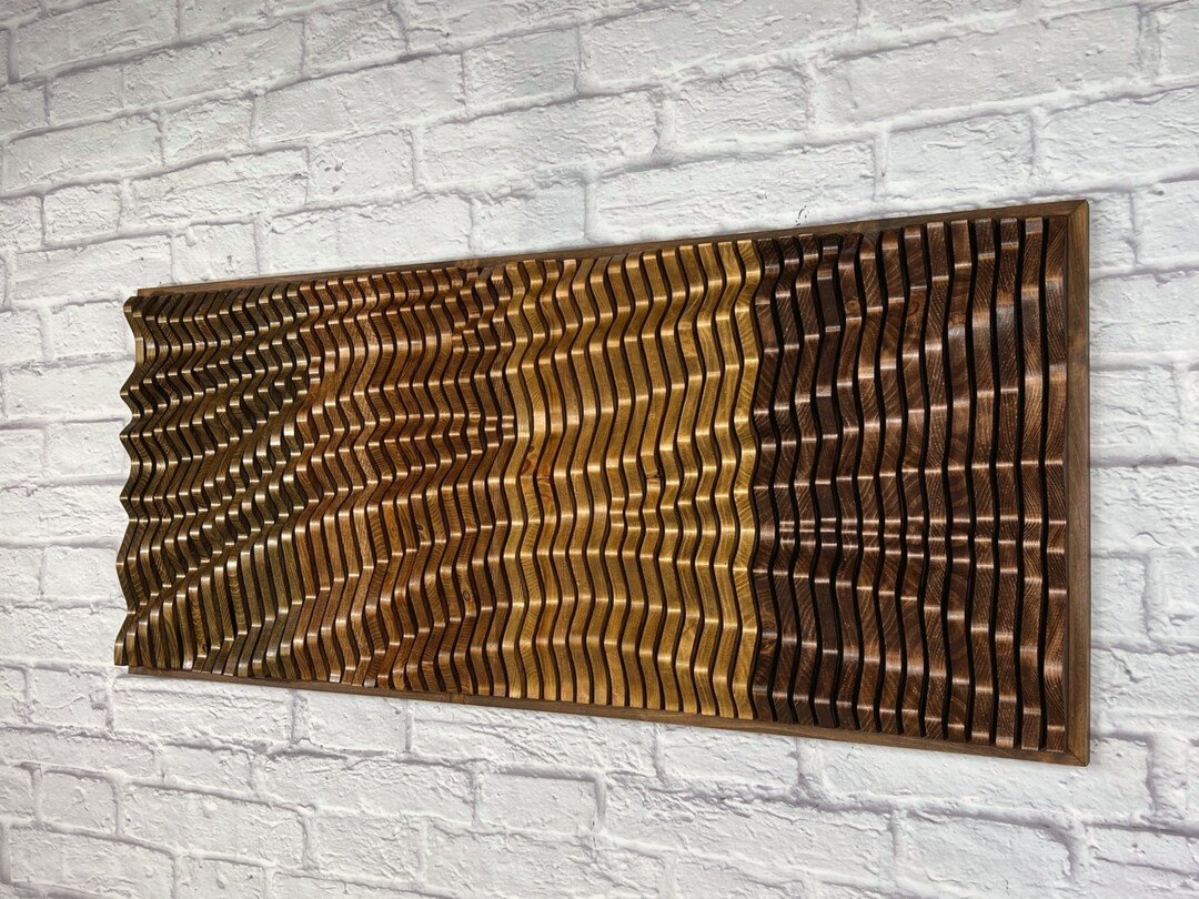 Abstract Wood Wall Art, Wooden Sculpture, Parametric Wood Decor, 3D ...
