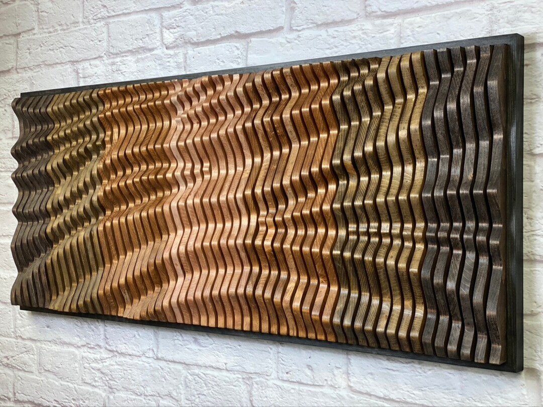 Parametric Wavy Wooden Wall Decor, Sound Wave Art, Natural Wood Wall ...