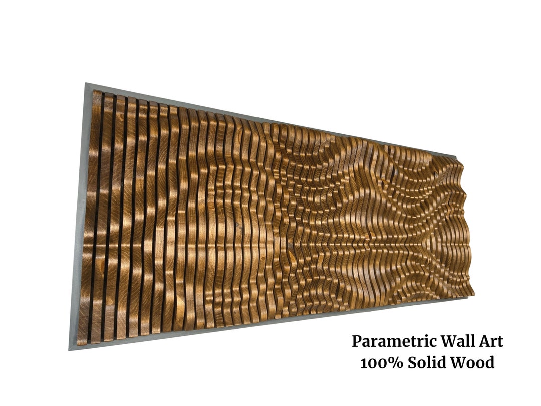 Modern Parametric Wave Wood Wall Art, 100% Solid Wood Wall Panel ...