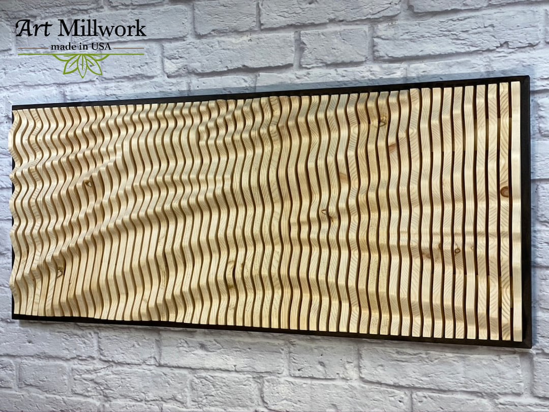 Natural Wood Wall Panel, Sound Wave Art, 3D Wood Wall Panels, Wood Wall ...