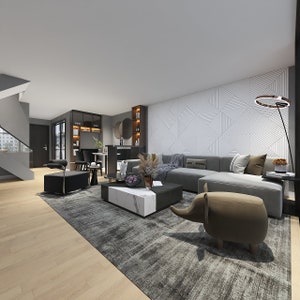 Large Acoustic Diffuser Panels, Modern White Finish Design, Abstract 3D ...