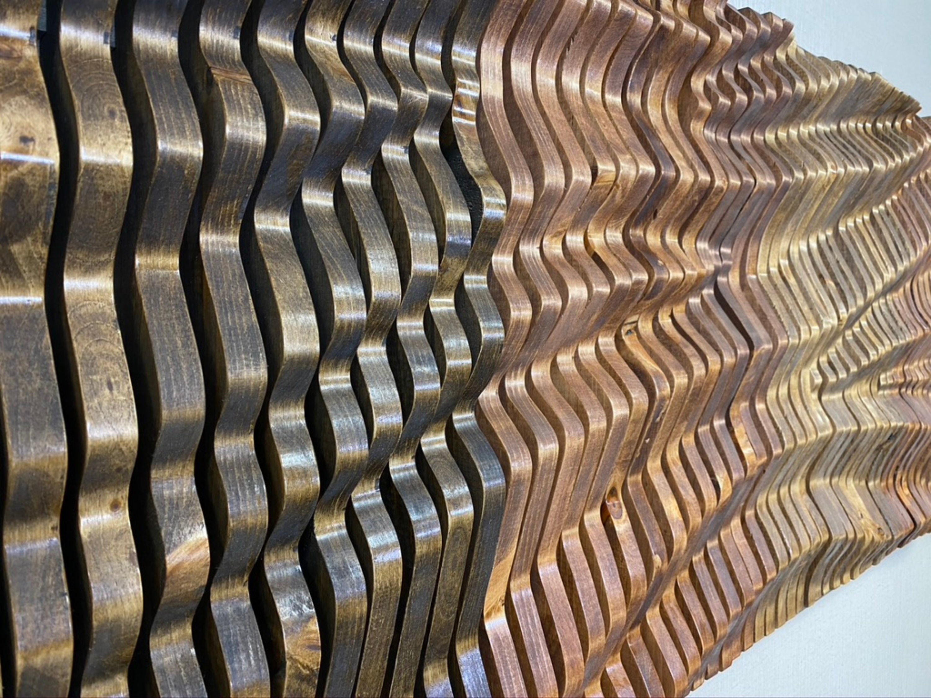 LARGE Unique Wood Wall Art, Wooden Sculpture, Parametric Wood Decor, 3D ...