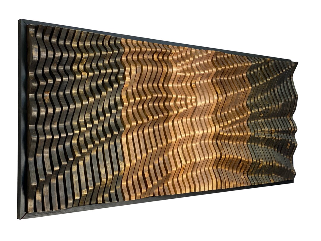 Natural Wood Wall Panel, 3D Wood Wall Panels, Sound Wave Art, Natural ...