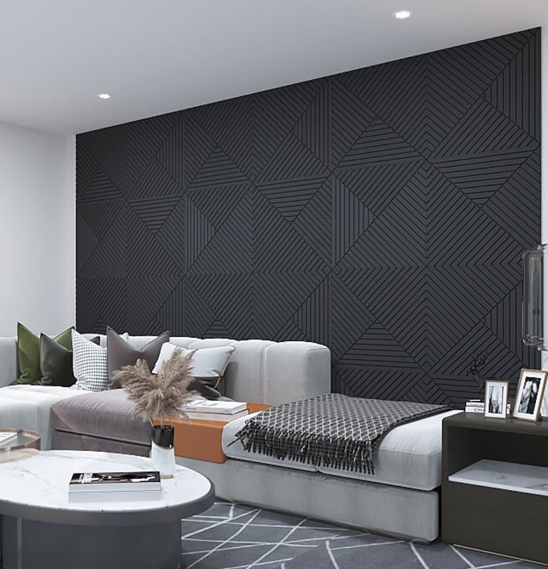 3D Acoustic Wall Art Panels, Modern Black Finish Design, Decorative ...