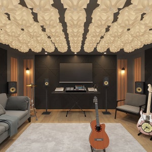 Modern 3D Acoustic Panels, Black Finish Design, High Quality Medex Wood ...