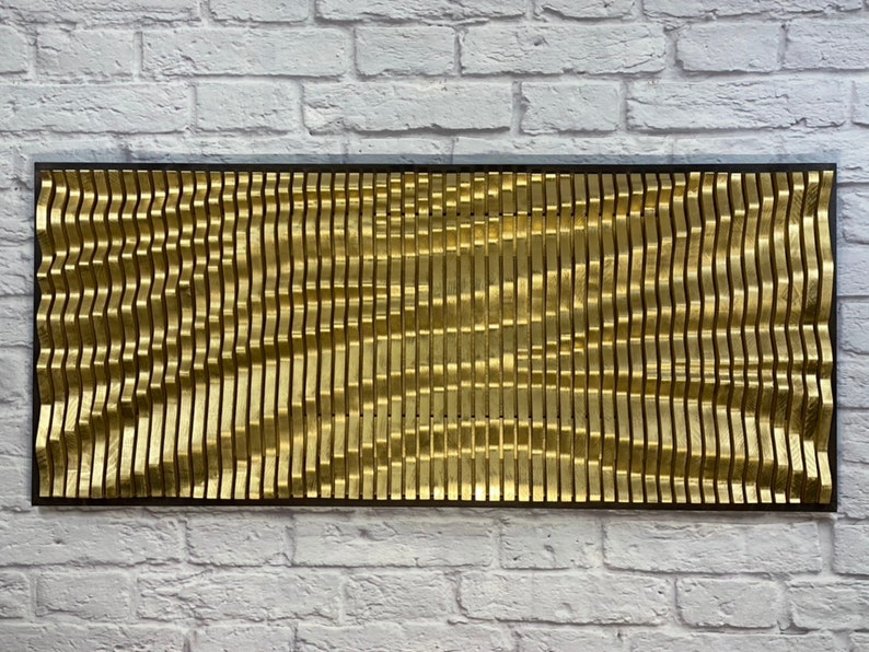 Gold Sound Diffuser Panel Natural Wood Wall Panel Sound Wave | Etsy