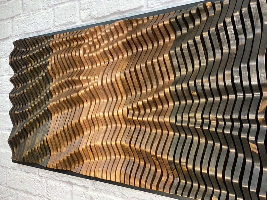 Natural Wood Sound Diffuser, Natural Wood Wall Panel, Sound Wave Art ...