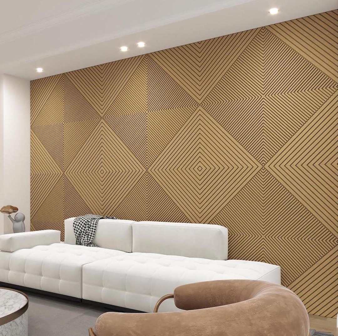 3D Geometric Wall Panels, Modern Acoustic Diffuser Panel, Unfinished ...